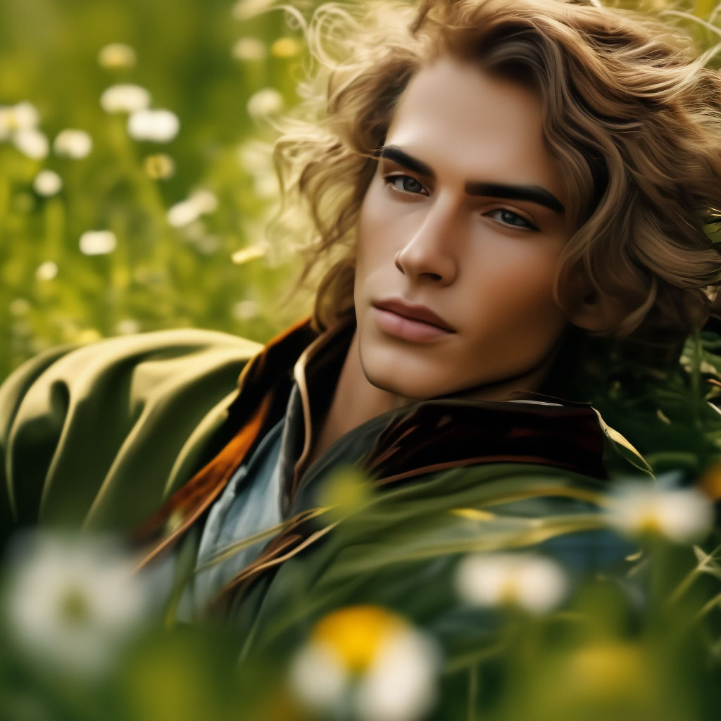 "Lovely elf guy relaxing in a sunny meadow, aesthetically pleasing ...
