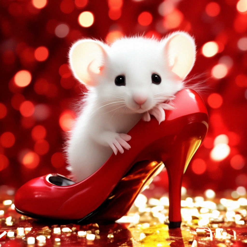 "Fluffy fluffy long-haired white anthropomorphic mouse- dumbo , sitting ...
