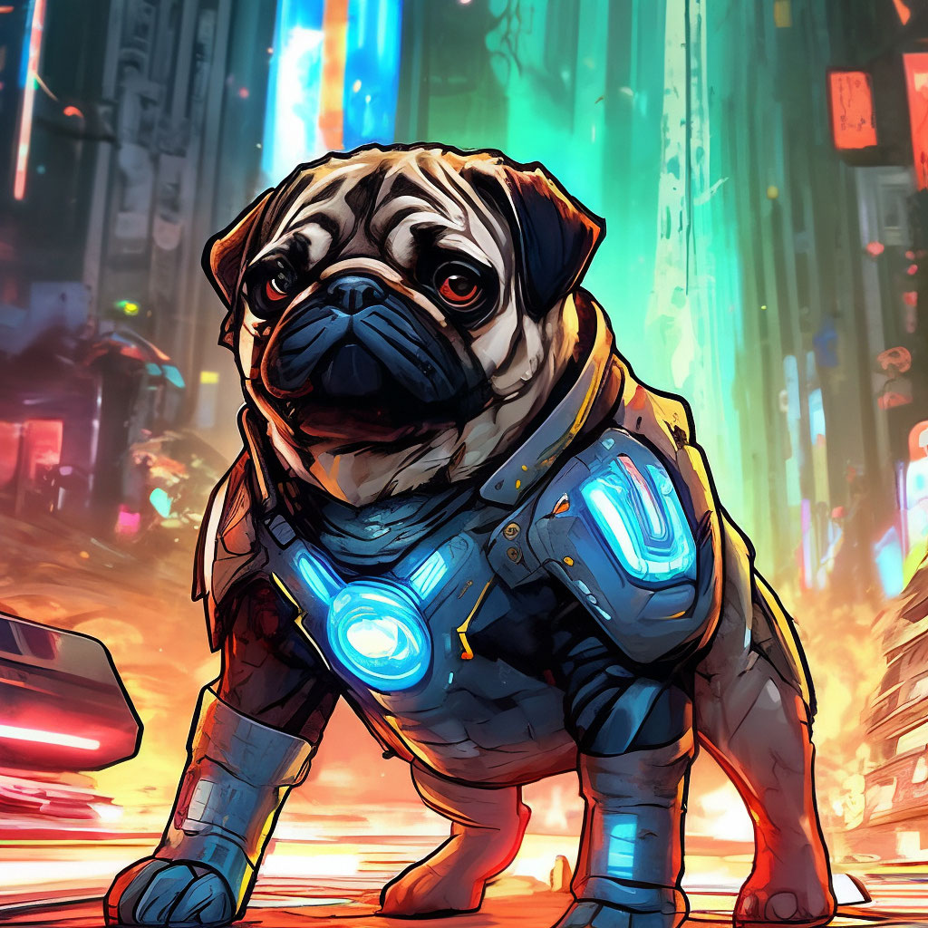 "A handsome tough pugs fighter" — image created in Shedevrum