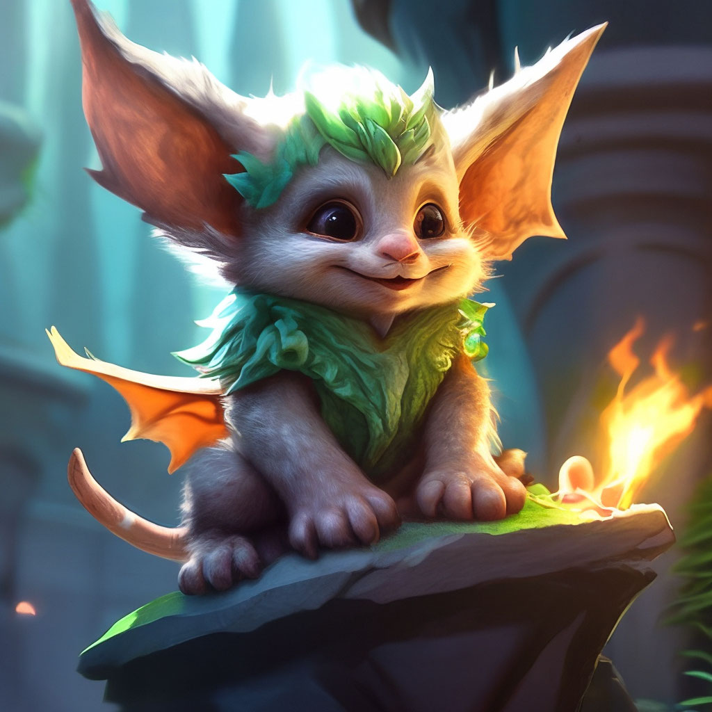 "Cute fluffy elf-gargoyle-druid, caricatured creature, UHD sketch ...