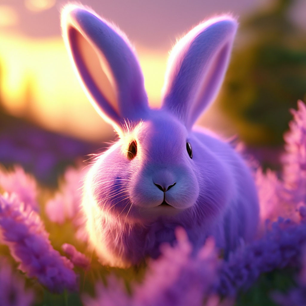 "Round rabbit, rabbit ball of bright lilac color, super long fur ...