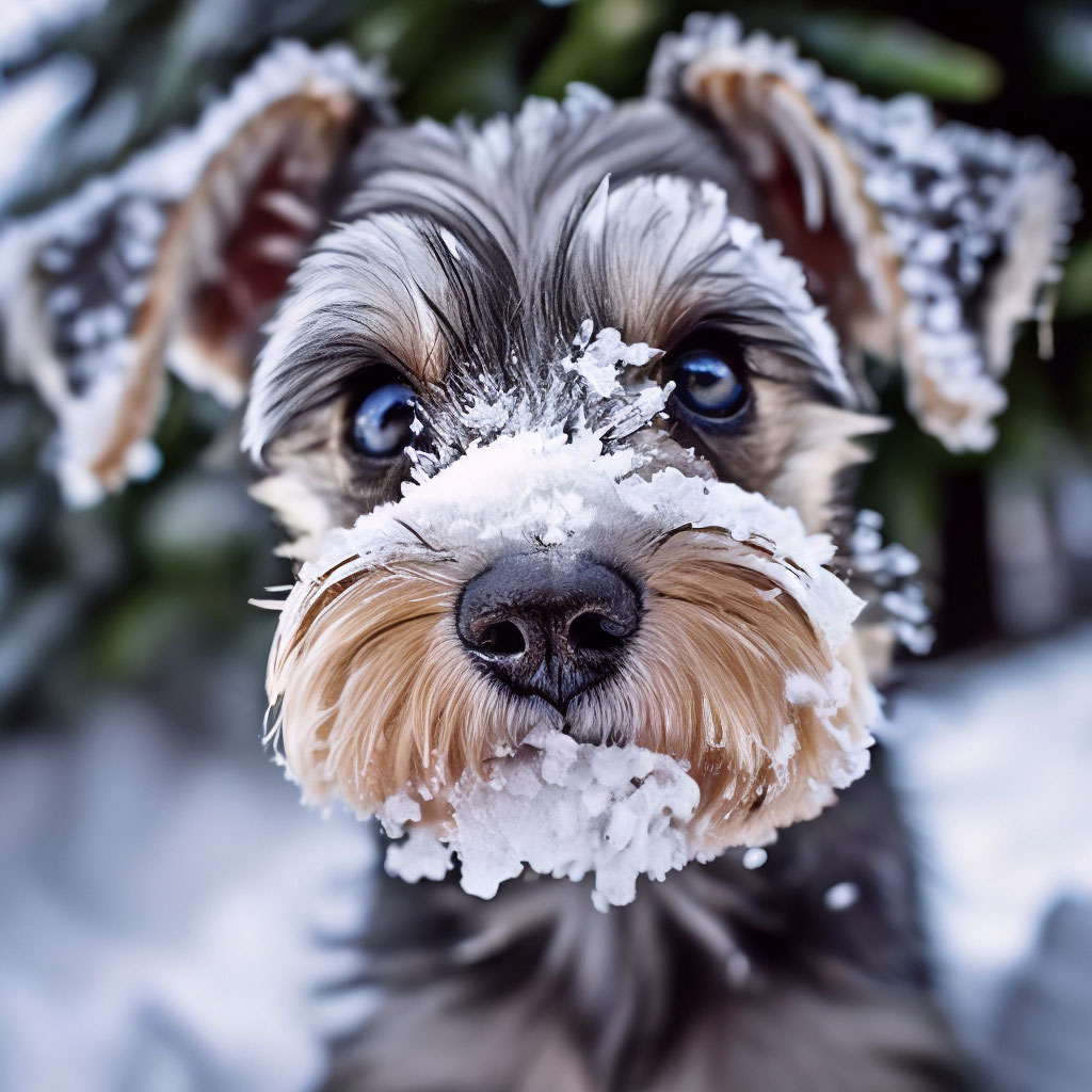 "Miniature Schnauzer puppy pepper and salt, snow beard professional ...