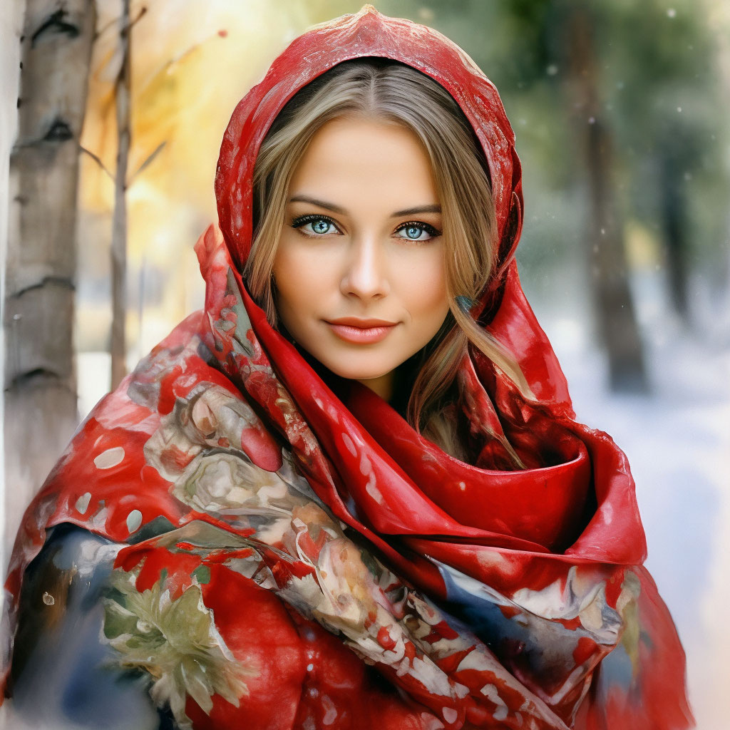 "Watercolor with drawing, beautiful Russian woman model, in a beautiful ...