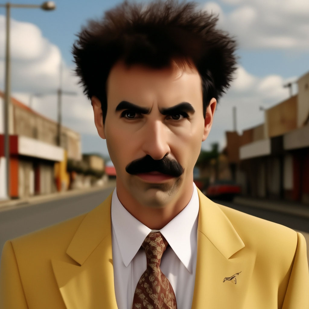 "My name is Borat!" — image created in Shedevrum