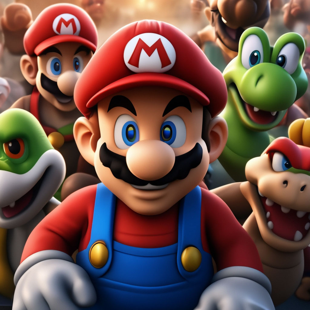 "Mario and all his friends realistic, game photo beautiful" — image ...