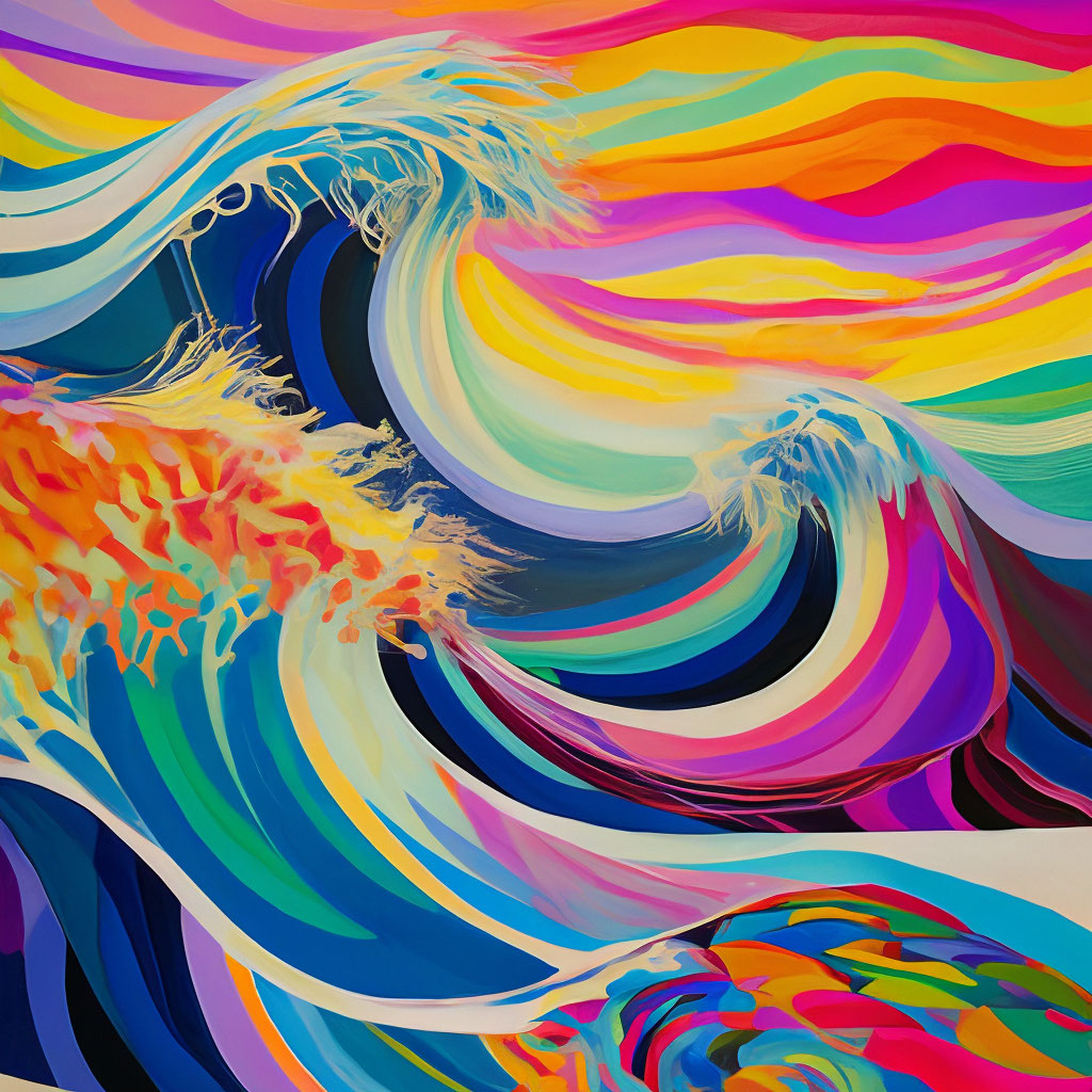 "Bridget riley style opart of multi coloured waves" — image created in ...