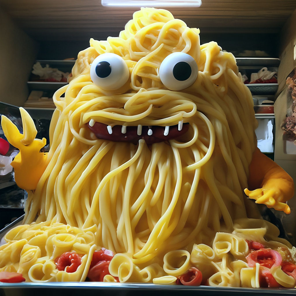 "The pasta monster" — image created in Shedevrum