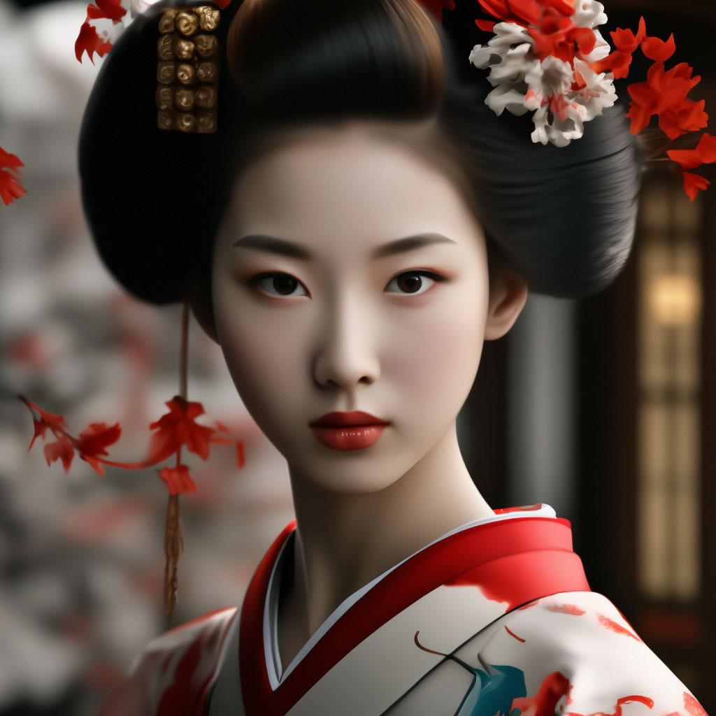 "Geisha, high detail, high resolution" — image created in Shedevrum