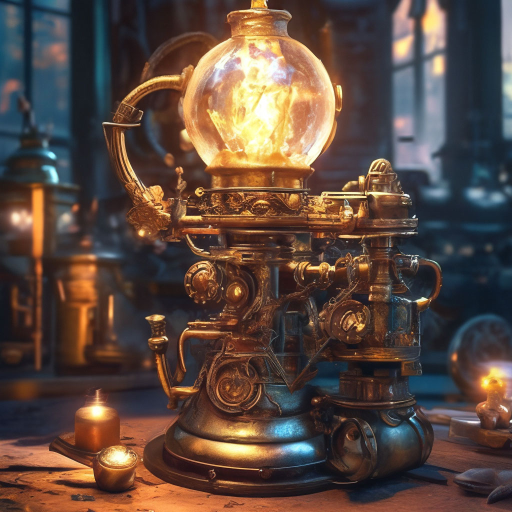 "Steampunk magic lamp" — image created in Shedevrum
