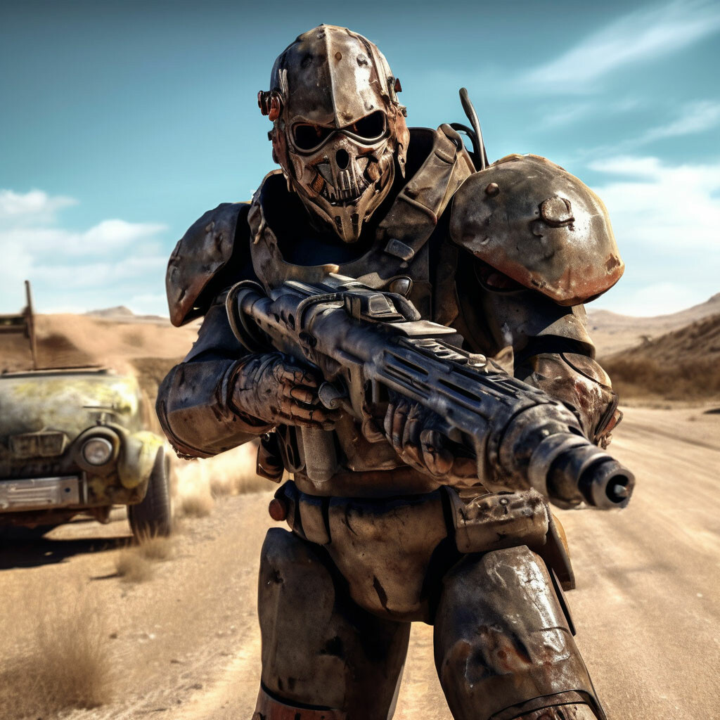 "The Fallout fighter is a ghoul …" — image created in Shedevrum