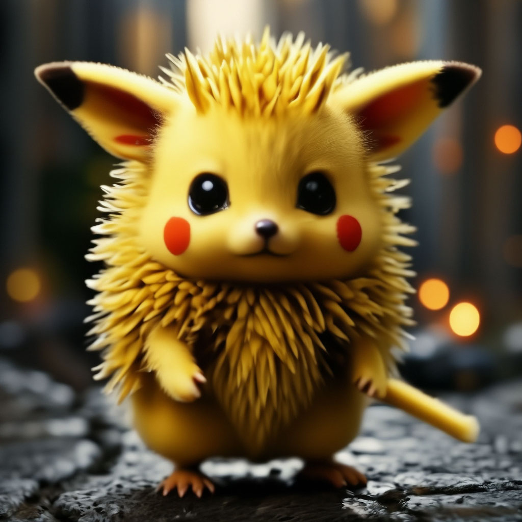 "The yellow creature looks like both a hedgehog and a Pikachu at the ...