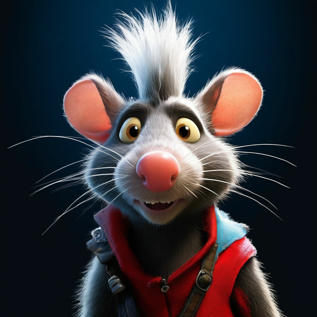 "Ratatouille cartoon rat, punk rat, mohawk" — image created in Shedevrum