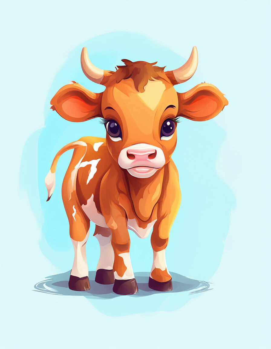 "Vector graphics cute calf" — image created in Shedevrum