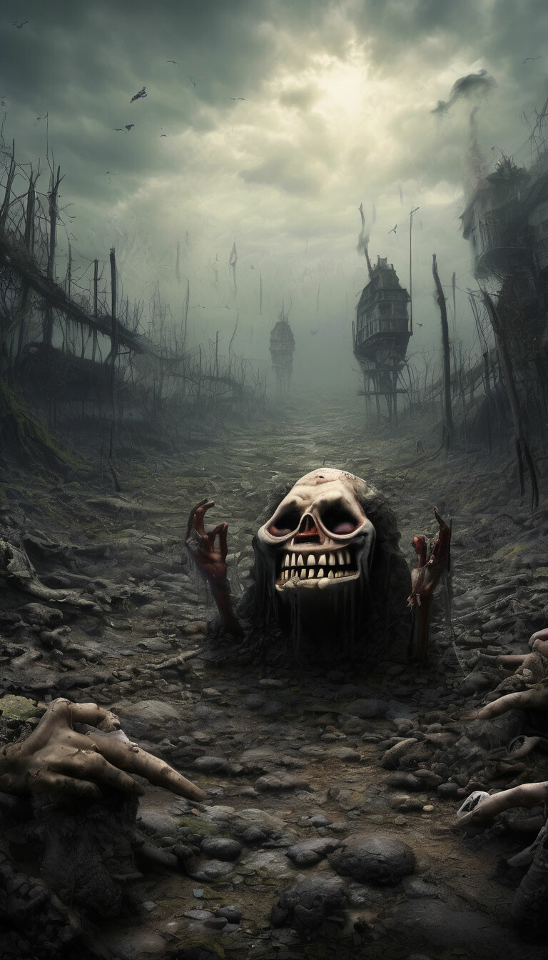"It's full of crap. landscape, funny horror story, laughing, grotesque ...