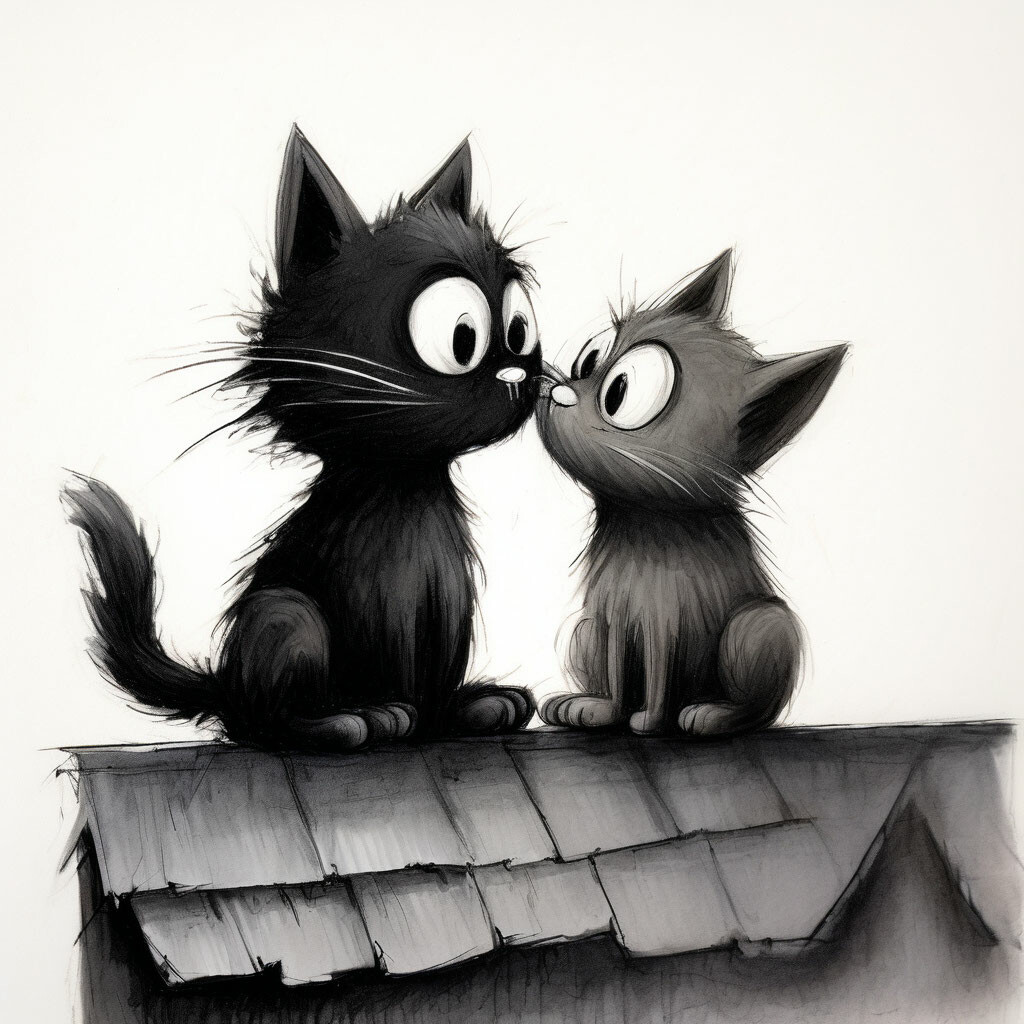 "Sketching with gray soot, humor,caricature, grotesque, children's ...