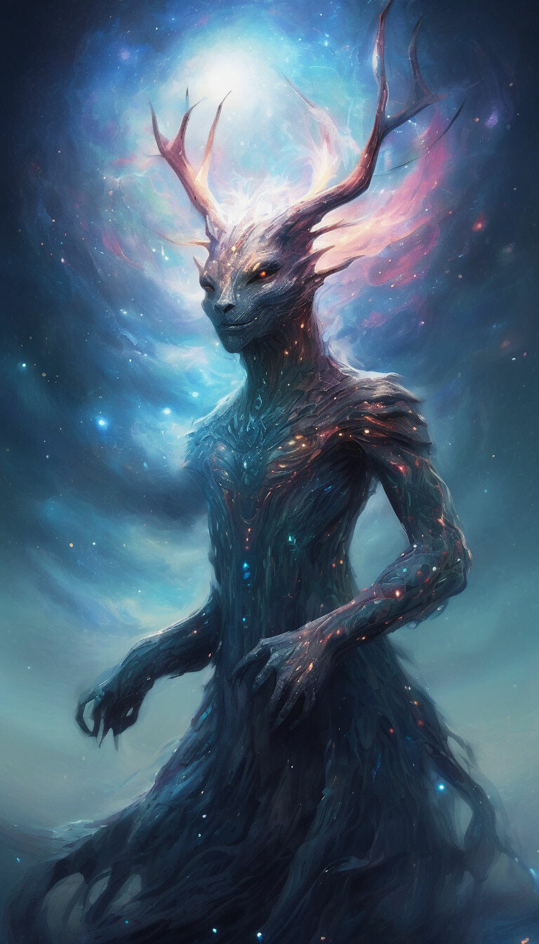 "Fantasy creature astral connection galactic glow of high quality ...