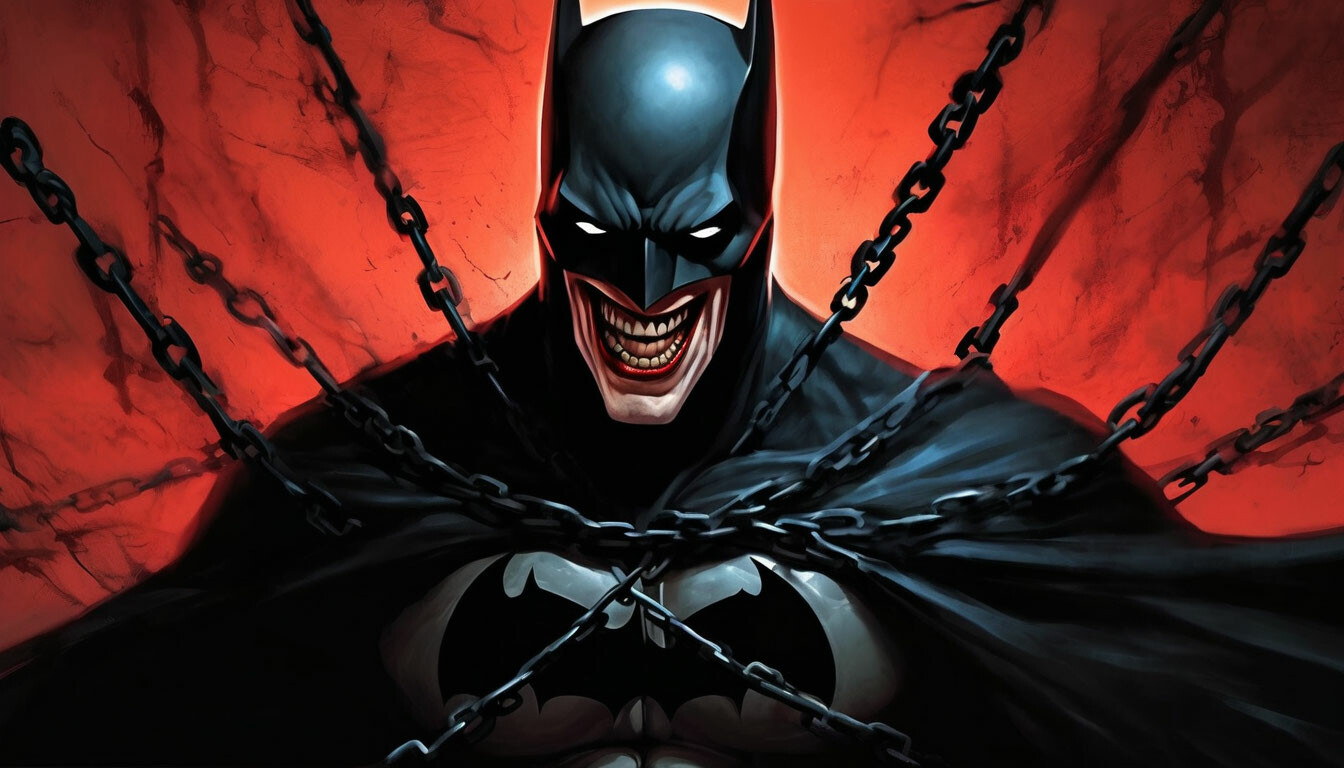 "Batman is a psycho smiling laughing …" — image created in Shedevrum