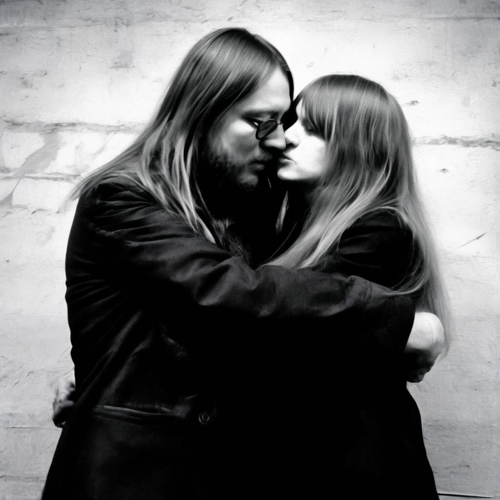 "Egor Letov hugs Yanka Diaghilev. …" — image created in Shedevrum