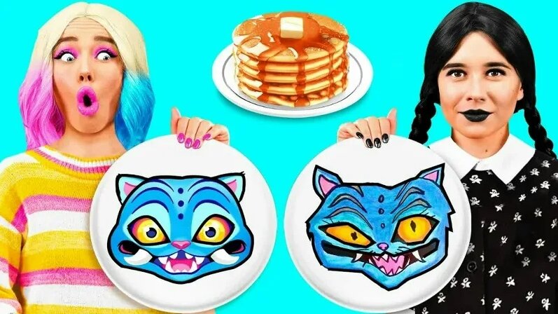 Творческий Челлендж с Блинчиками с Уэнсдей Аддамс | Веселые Кухонные ...