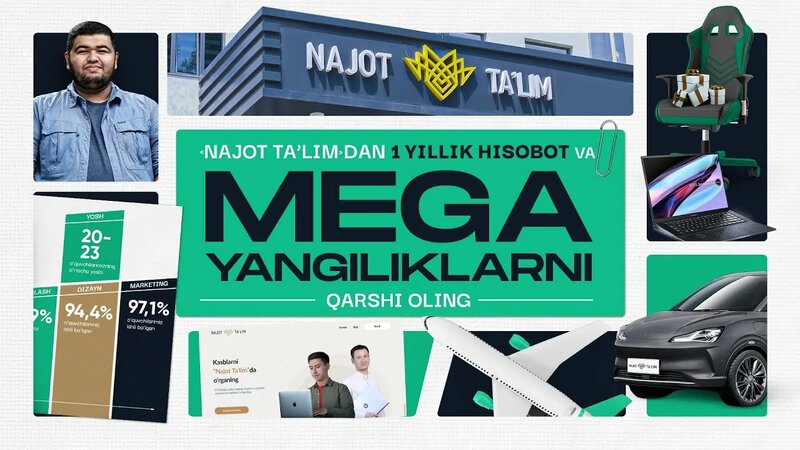 «Najot Ta'lim»dan 1 yillik hisobot va MEGA yangiliklarni qarshi oling ...