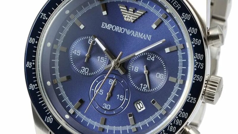 Emporio Armani Ar6072 MENS Watch Sportivo Chrono BLUE DIAL Review エンポリオ ...