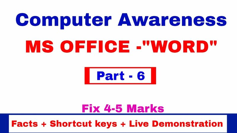 MS Office- WORD | Facts | Shortcut keys | Live Demonstration | Computer ...