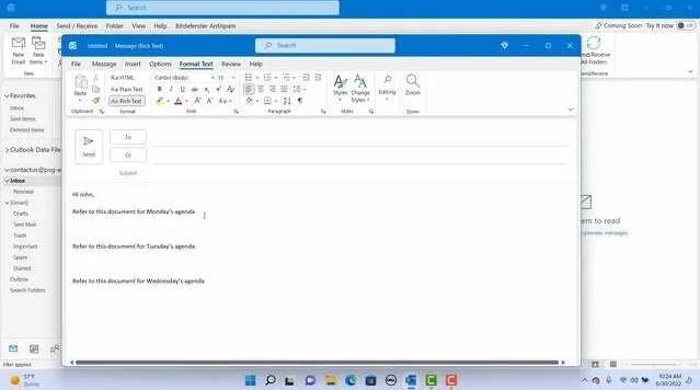 How to insert document or object in the body of email in Outlook ...