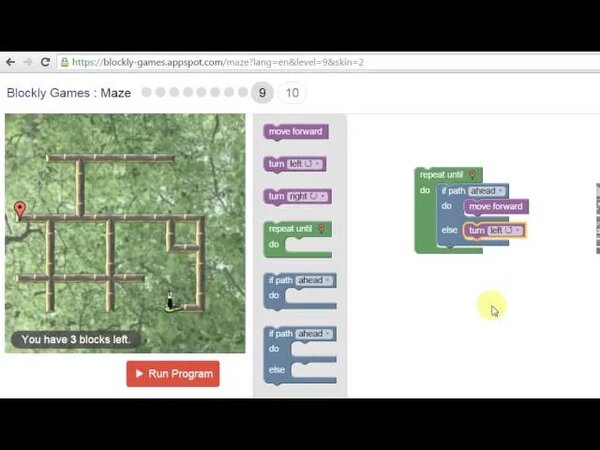Google Blockly Games - Solution Maze level 9 - Смотреть онлайн в поиске ...