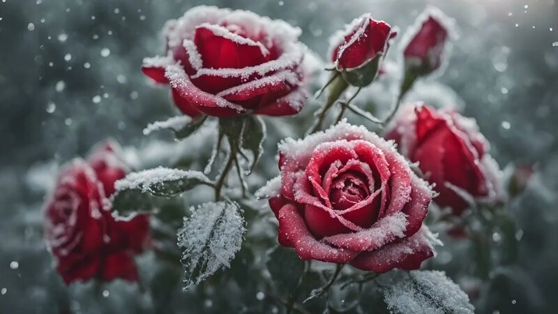 Red Roses Winter Screensaver & Wallpaper | Frosty Floral Holiday ...