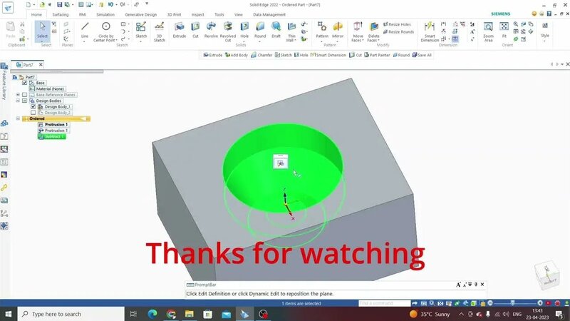 36. solid edge subtract command | solid edge tutorial | Marathi ...