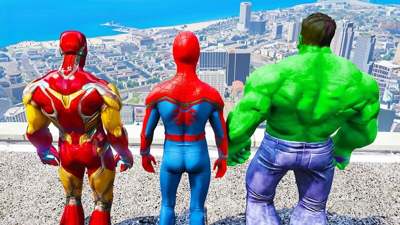 GTA 5 Jumping off Highest Buildings Challenge - Spiderman, Hulk, Iron ...