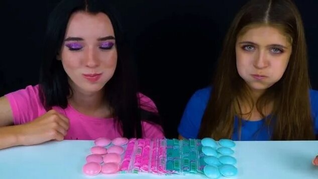 ASMR Candy Race Pink and Blue with Sour and Sweet | Eating Sounds ...