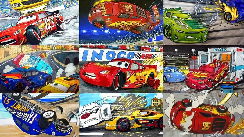 CARS 3 2 & 1 Crash Scenes Compilation . Drawing and Coloring Pages ...