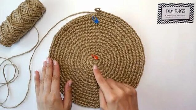 Самая простая сумка из джута | Идеальное круглое дно столбиками без ...