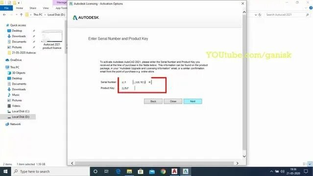 How to Enter Serial number and Product key in Autocad 2021 - Смотреть ...