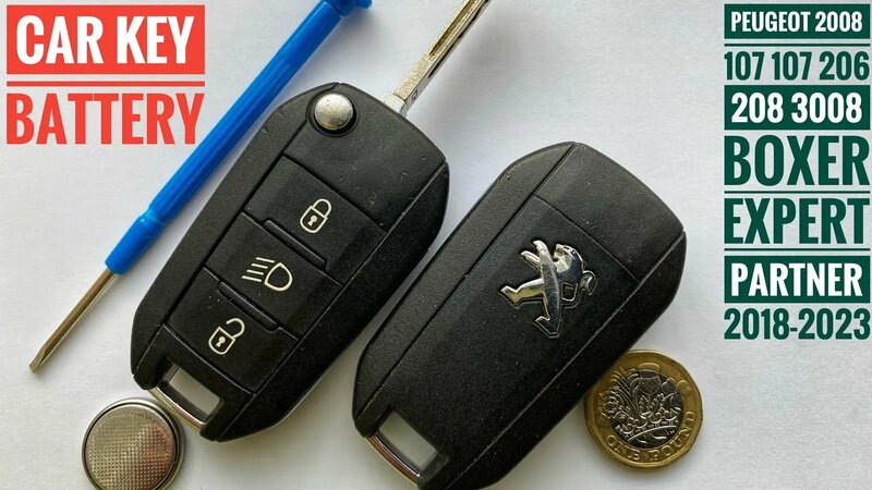 Peugeot 2008 3008 308 208 key battery replacement 2018-2023 How to ...