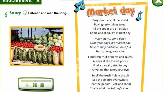 Excel 6 module 8 p98 Market Day Song! Text ver - Смотреть онлайн в ...