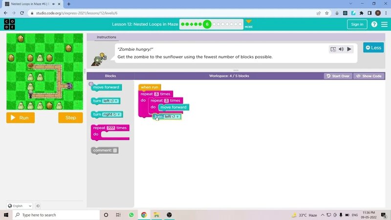 L12-6 |Code.org | Express-2021 | Lesson 12: Nested Loops in Maze ...