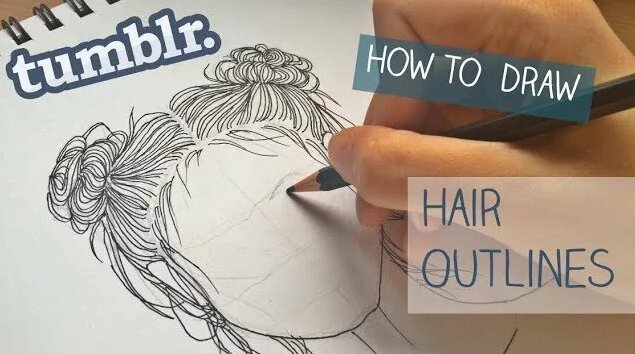 How to draw tumblr inspired hair outline