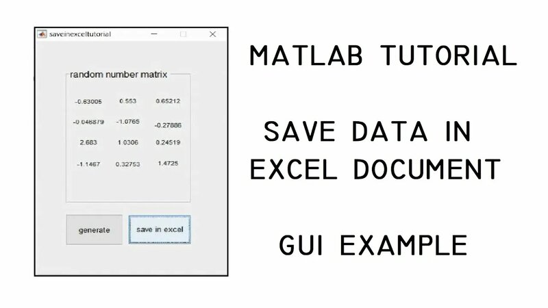 Matlab Tutorial how to save data in Excel - Yandex Video aramada ...