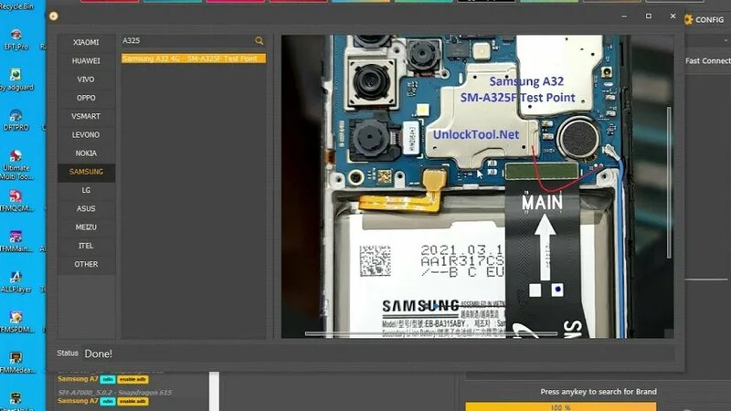 Samsung A32 (A325f) Android 13 Frp Unlock Via Test Point By Unlock TOOL ...