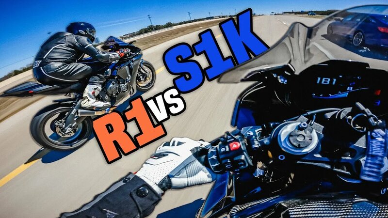 Yamaha R1 vs BMW S1000rr - RACE at 180mph+