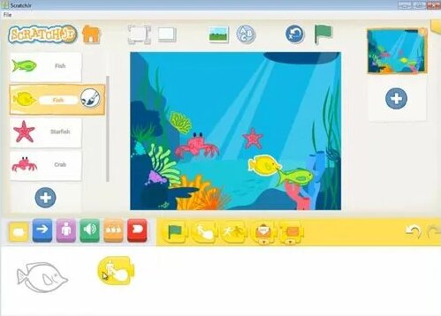 Scratch junior скретч джуниор | Урок4. создание игры поймай рыбку ...