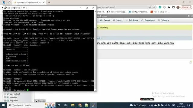 Import CSV data into the MySql database table via Command Line (LOAD ...