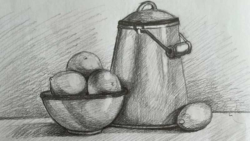 Obje kompozisyonu çizimi tonlamasi/ drawing andtoning object ...