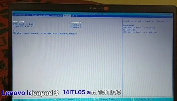 Lenovo Ideapad 3 BIOS And UEFI USB Boot | Lenovo 14itl05 & 15itl05 ...