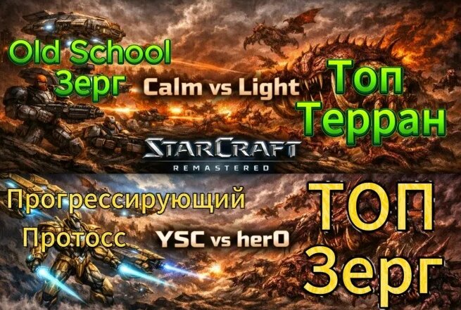 Топовый терран и самый Прогрессирующий протосс против двух Олдскульных ...
