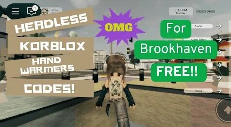 Hand warmers, Korblox and Headless codes for brookhaven 2025 (FREE ...