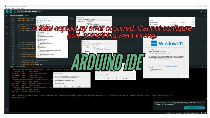 A fatal esptool.py error occurred Cannot configure port something went wrong #error #arduino ...