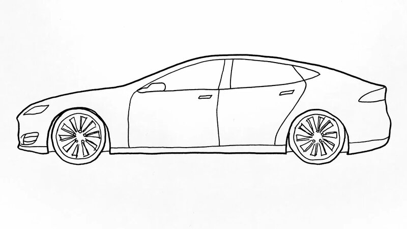 How to Draw a Tesla Model S Easy - Car Drawing Tutorial - Tesla Araba ...